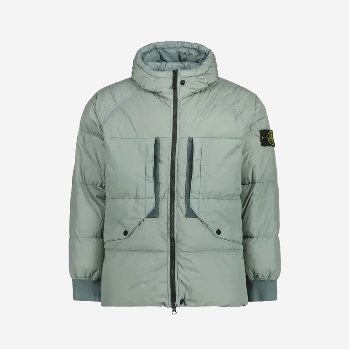 스톤 아일랜드 40723 가먼트 다이드 크링클랩스 리사이클 나일론 후드 다운 자켓 세이지 그린 - 23FW | Stone ...