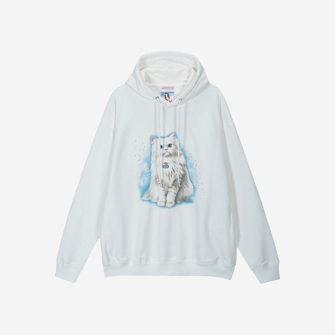 (W) 라즈베리파이 트윙클 키티 후드 스웨트셔츠 화이트 | Raspberrypie | KREAM