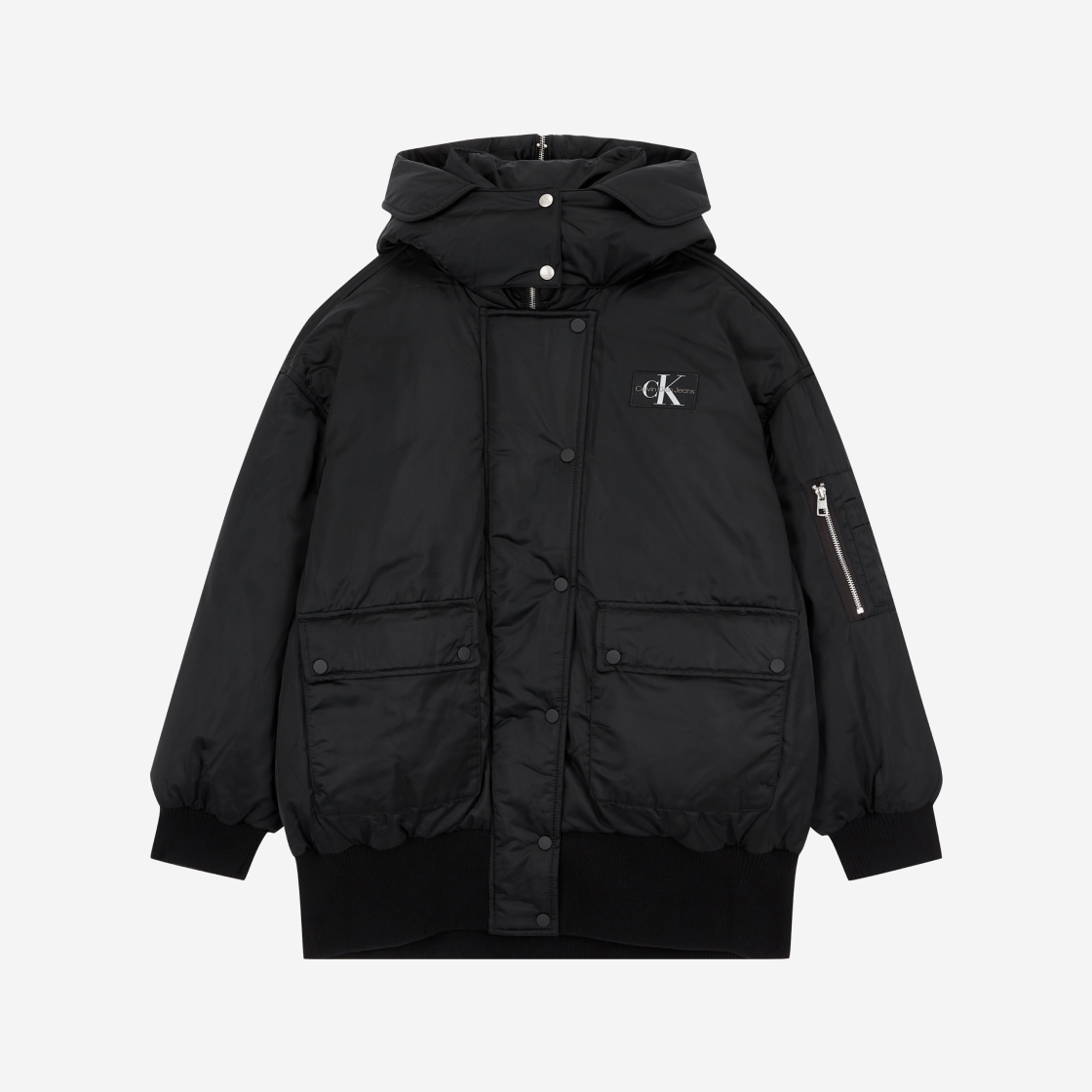 (W) 캘빈 클라인 진스 아카이브 오버사이즈 후디 보머 패딩 CK 블랙 | Calvin Klein | KREAM