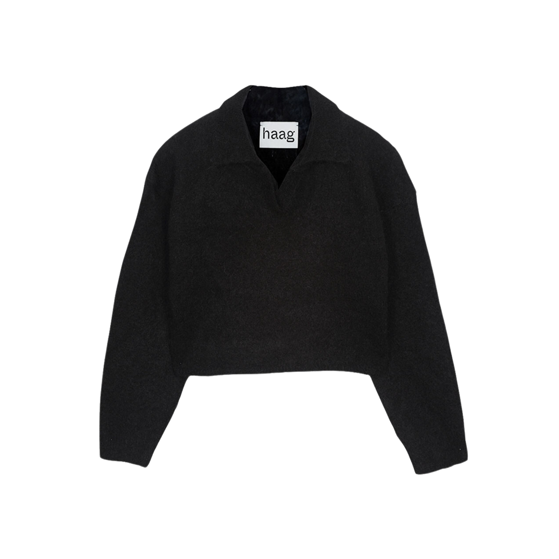 (W) 헤이그 언 알파카 크롭 니트 블랙 | Haag | KREAM