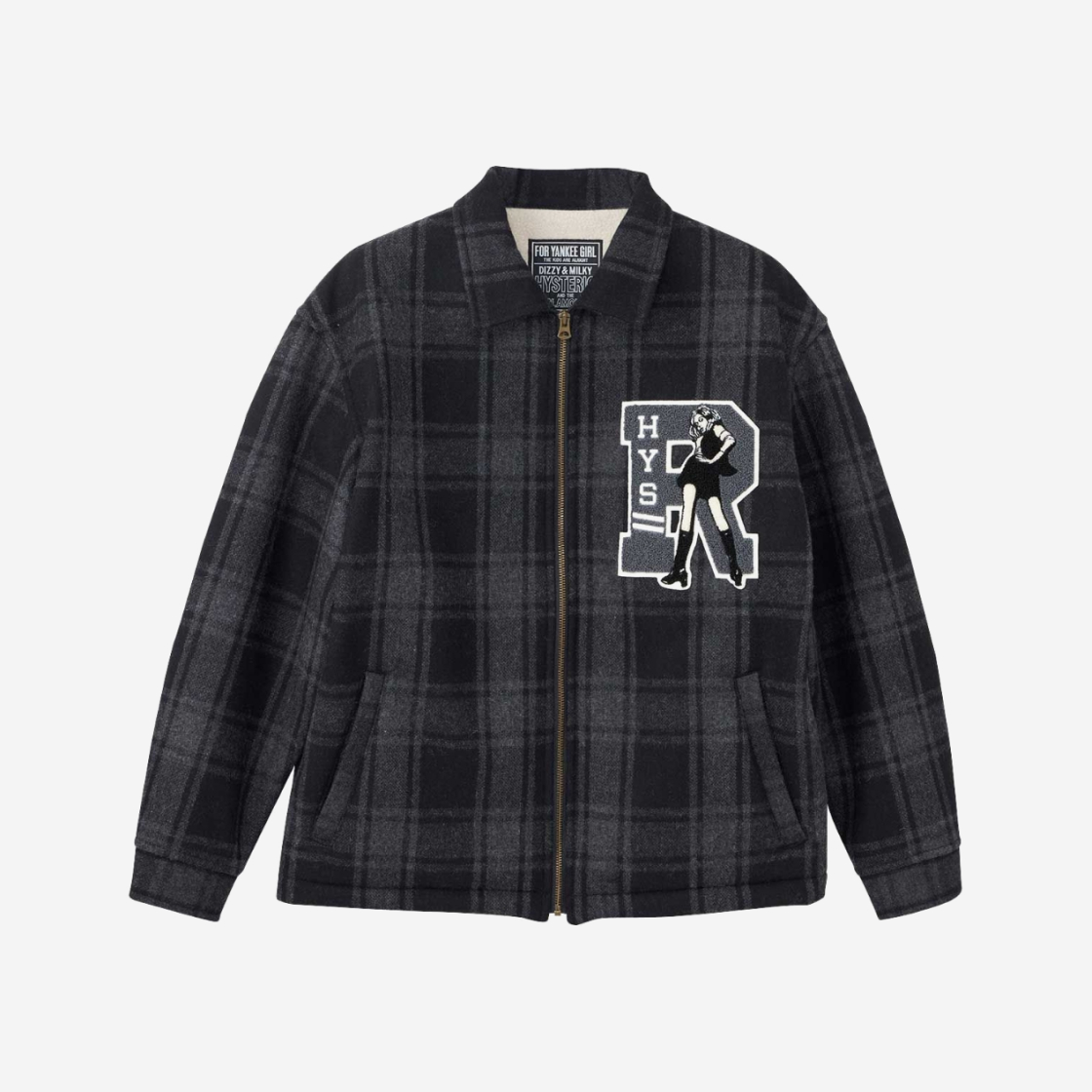 히스테릭 글래머 Hys 락 엠블럼 라이닝 보아 자켓 블랙 멀티컬러 Hysteric Glamour Kream