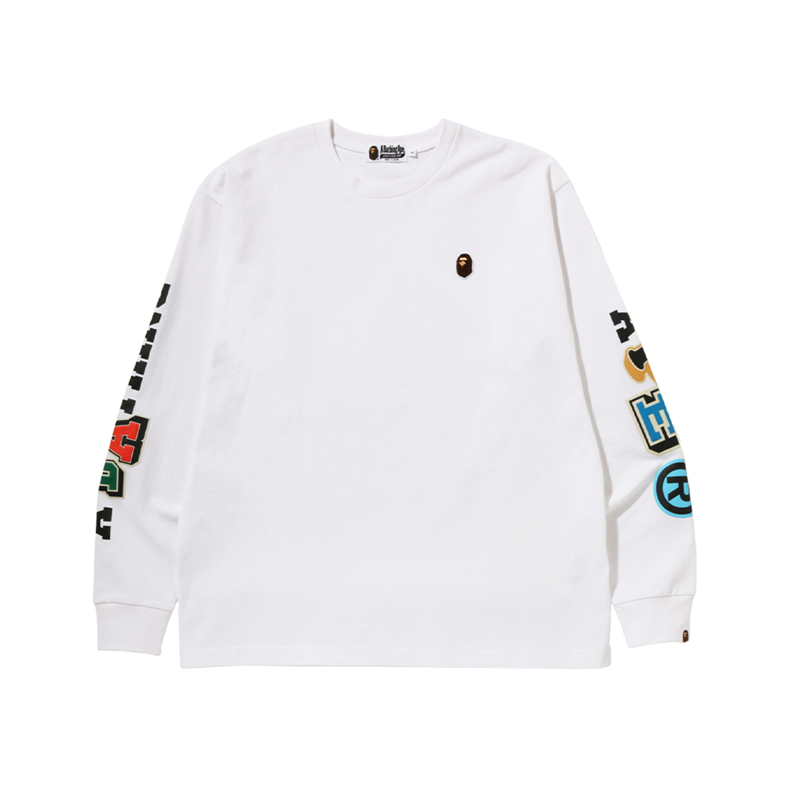 베이프 멀티 폰트 릴렉스드 핏 롱슬리브 티셔츠 화이트 | BAPE | KREAM