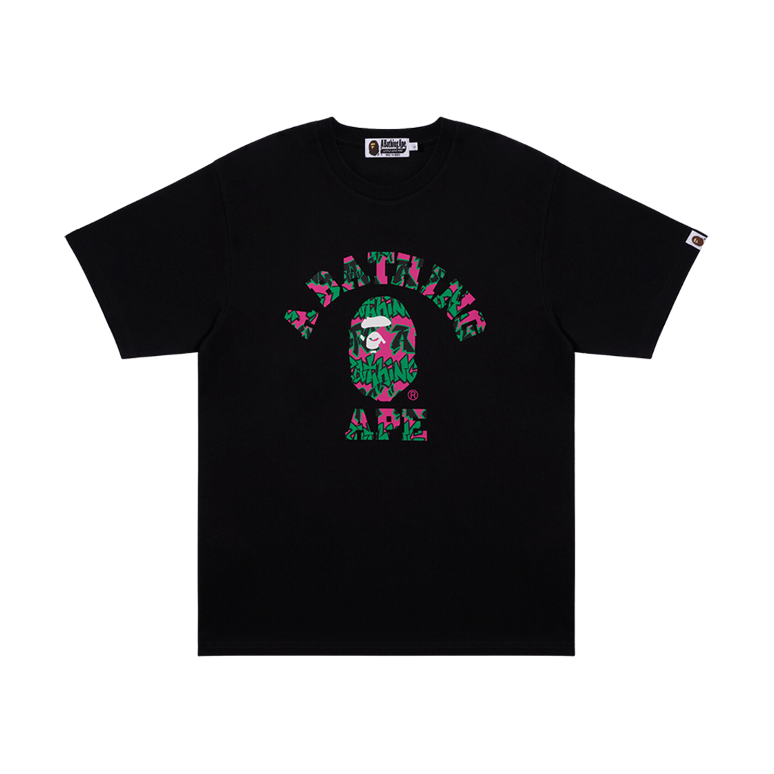 베이프 그래피티 패턴 컬리지 티셔츠 블랙 | BAPE | KREAM