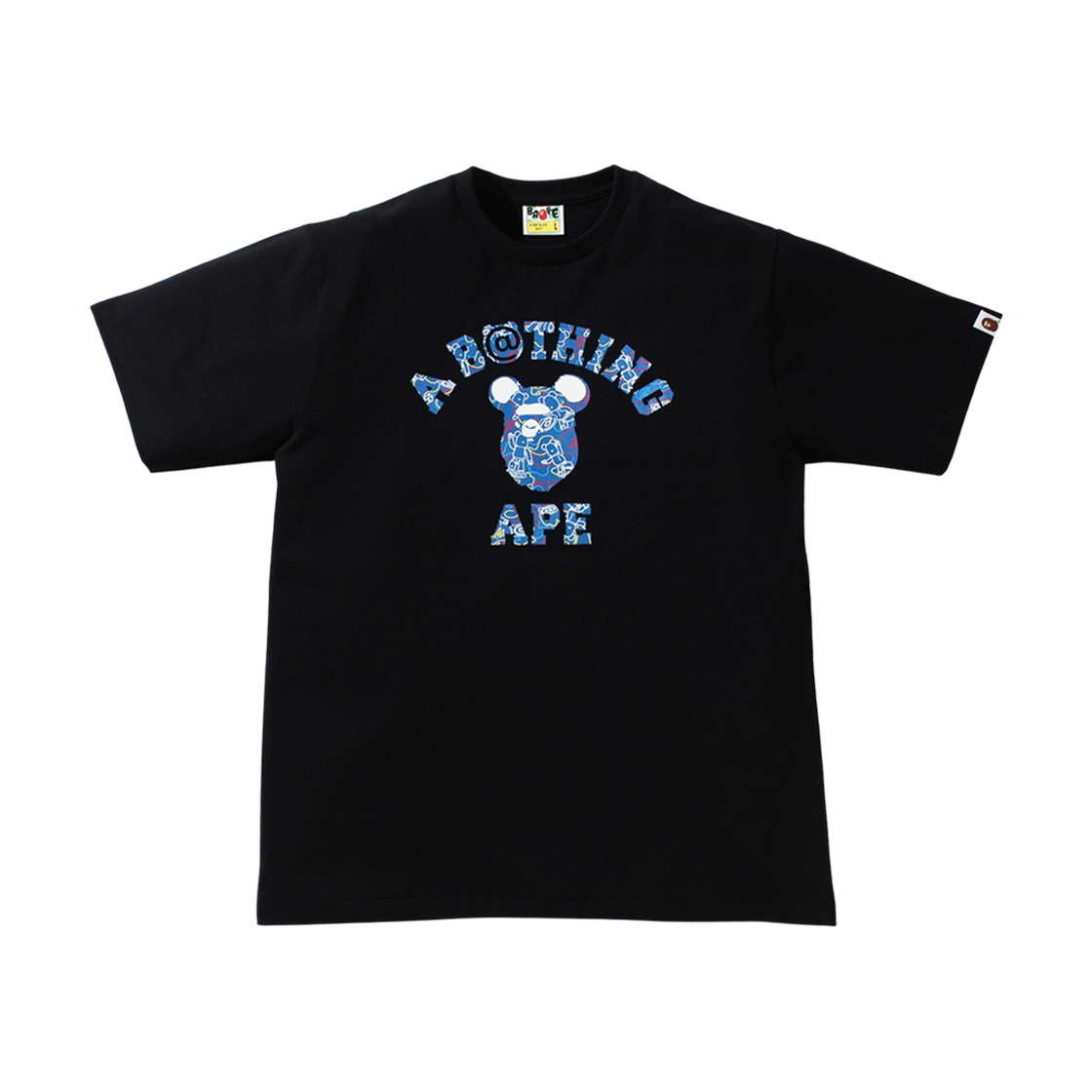 베이프 x 메디콤 토이 카모 베어 컬리지 티셔츠 블랙 | BAPE | KREAM