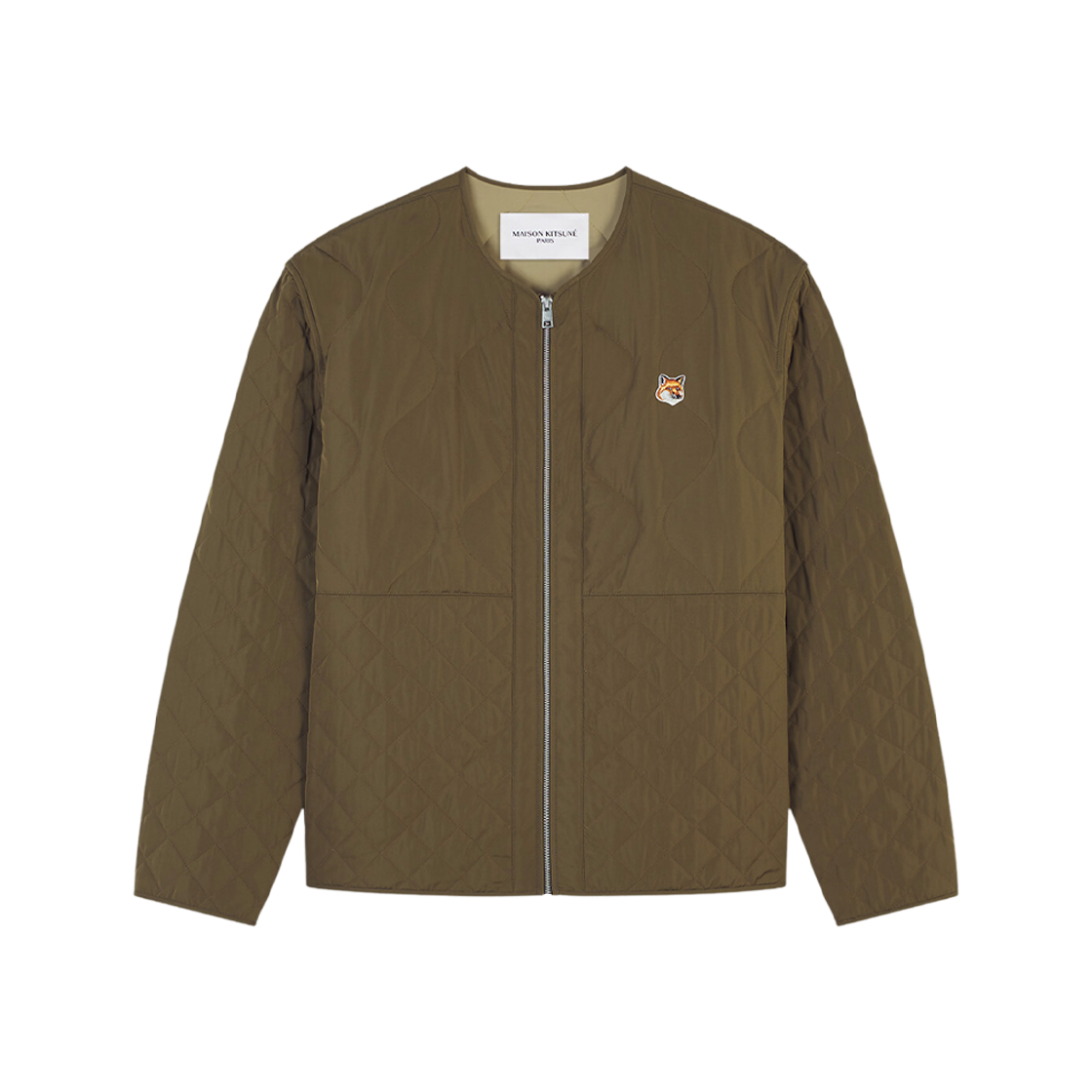 메종 키츠네 퀼티드 블루종 나일론 인스티튜셔널 폭스 헤드 카키 | Maison Kitsune | KREAM