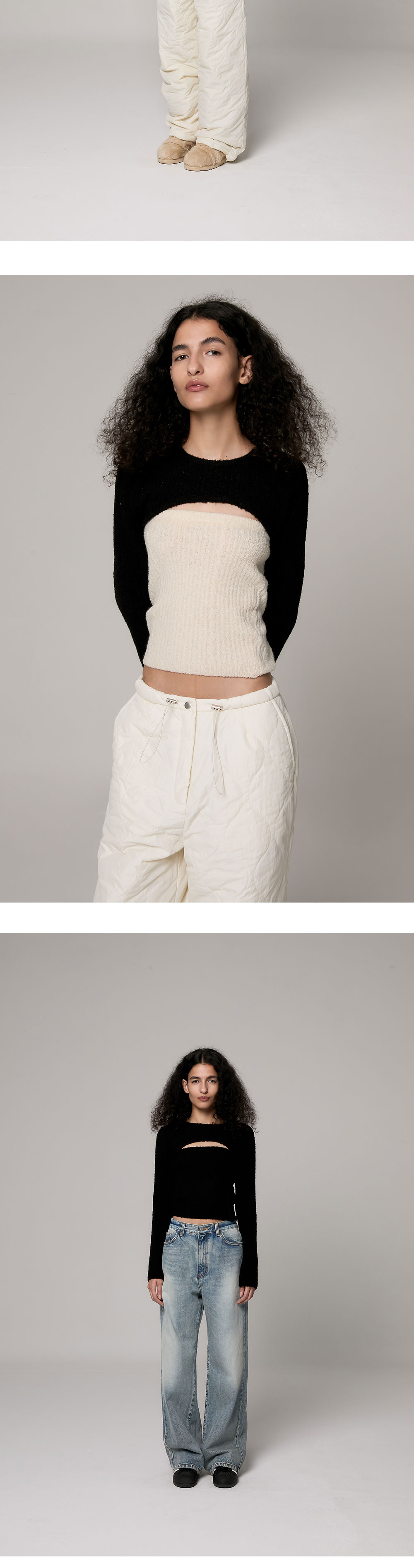 포르타 우먼 알파카 볼레로 니트 블랙 | Porta | KREAM