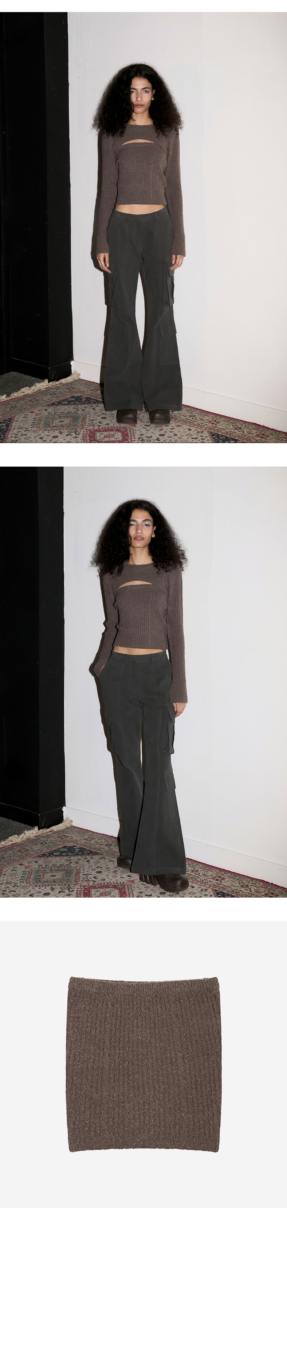 포르타 우먼 알파카 니트 탑 브라운 | Porta | KREAM