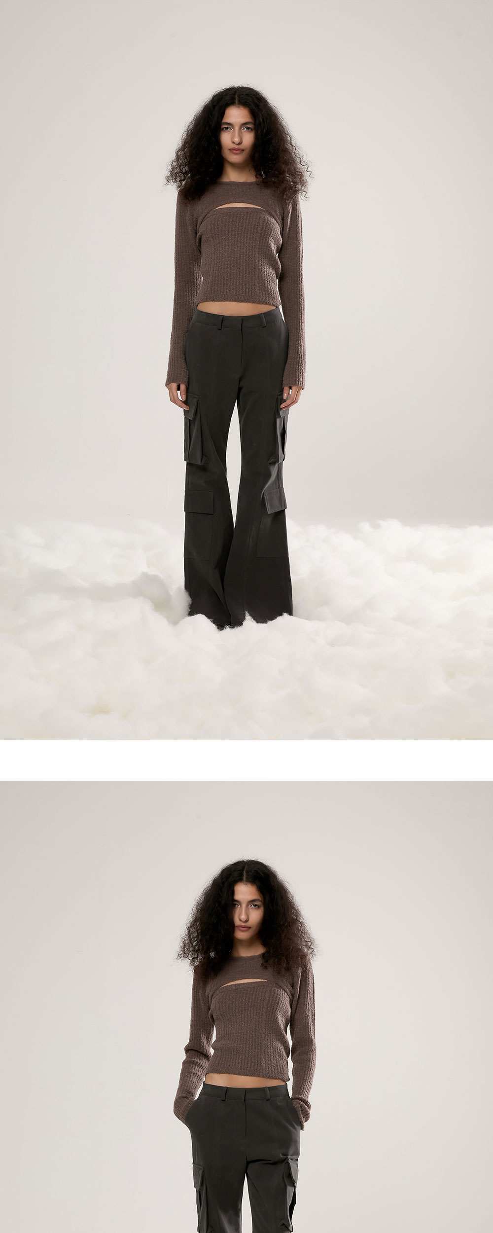 포르타 우먼 알파카 니트 탑 브라운 | Porta | KREAM