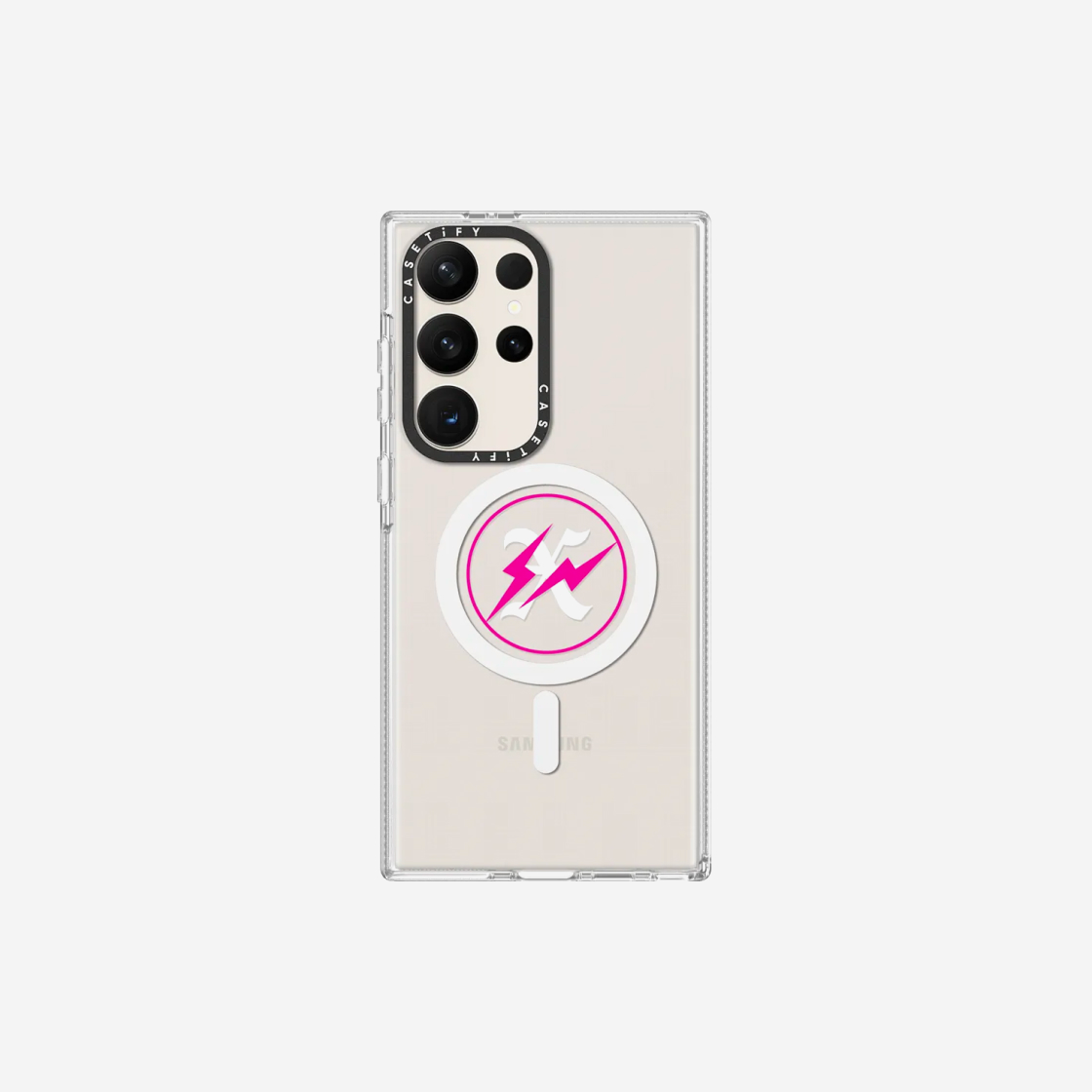 케이스티파이 x 프라그먼트 x 갓 셀렉션 XXX 10주년 로고 핑크 갤럭시 케이스 클리어 | Casetify | KREAM