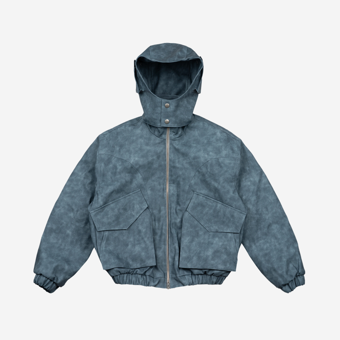 풀오브썬 4온스 퀄팅 멀티 포켓 후드 레더 자켓 그레이 | Full of Ssun | KREAM