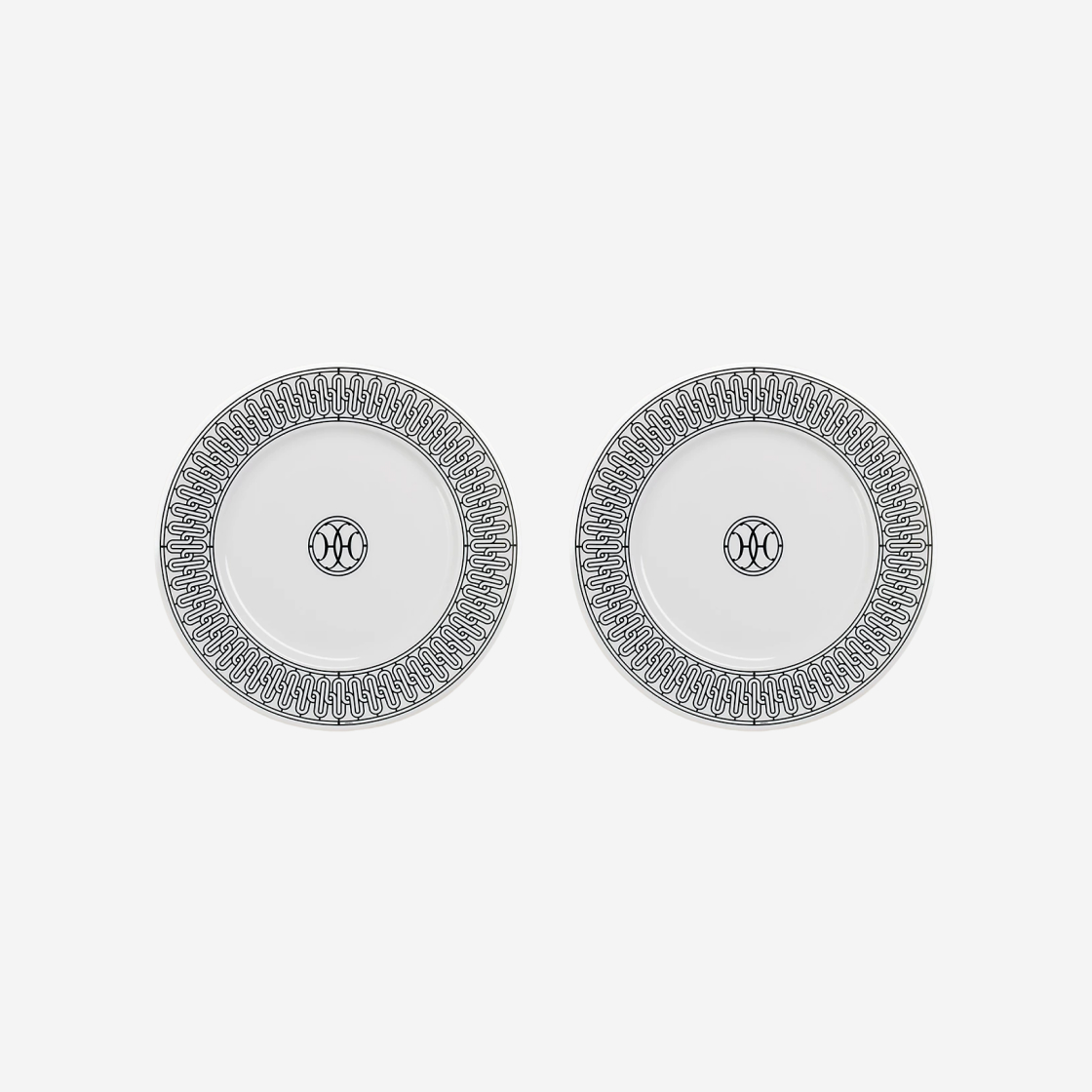 에르메스 H 데코 디저트 플레이팅 넘버1 접시 블랙 화이트 (2개입) | Hermes | KREAM
