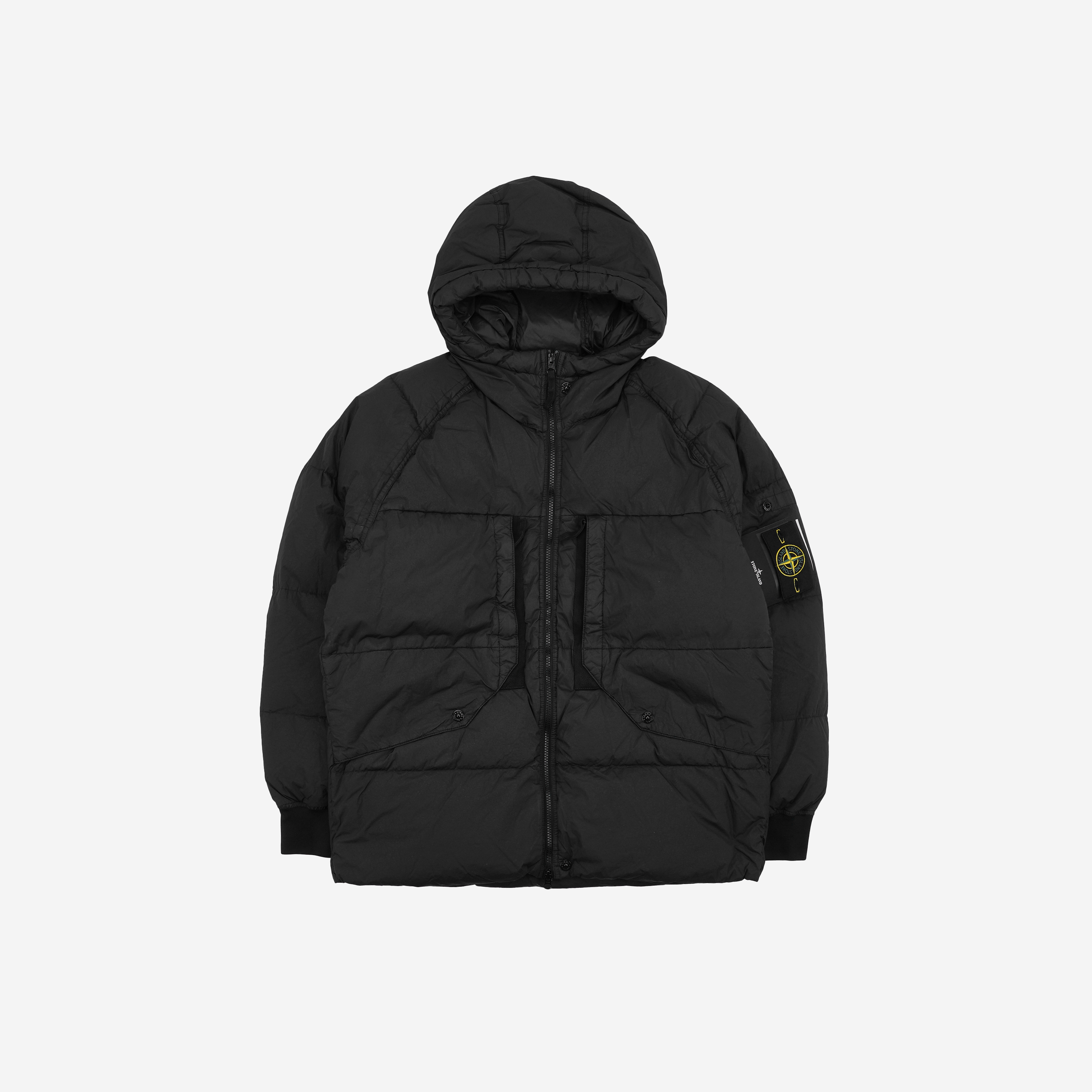 스톤 아일랜드 40723 가먼트 다이드 크링클랩스 리사이클 나일론 후드 다운 자켓 블랙 - 23FW | KREAM