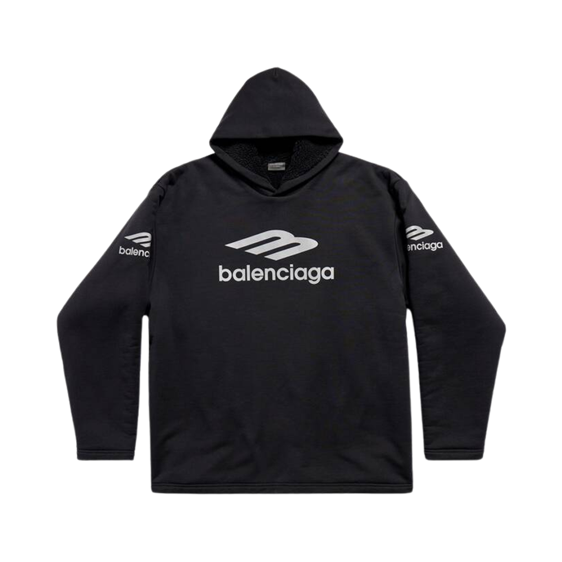 발렌시아가 스키웨어 3B 스포츠 아이콘 워터 레펠렌트 후드 오버사이즈 블랙 | Balenciaga | KREAM