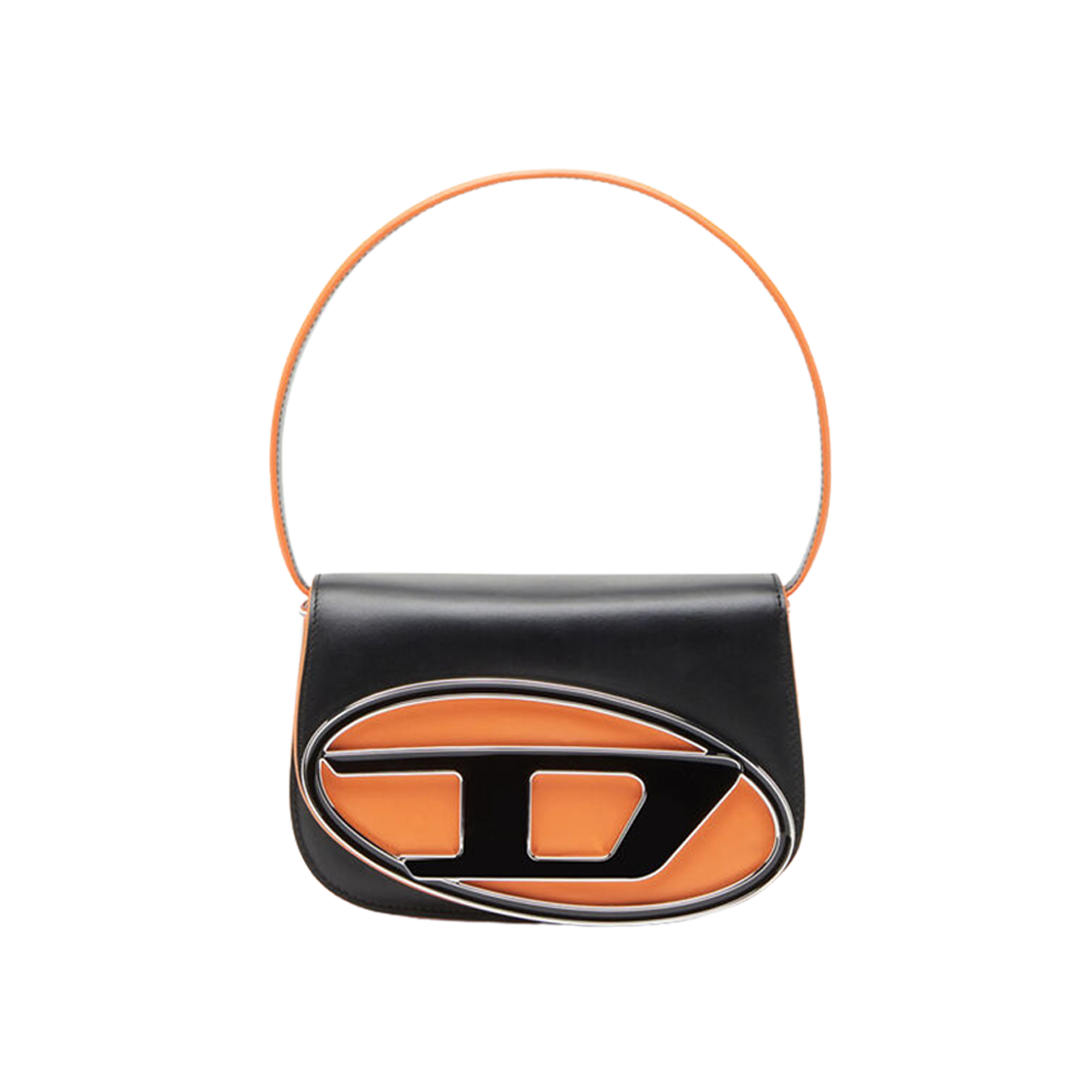(W) 디젤 1DR 아이코닉 숄더백 나파 레더 블랙 오렌지 | Diesel | KREAM