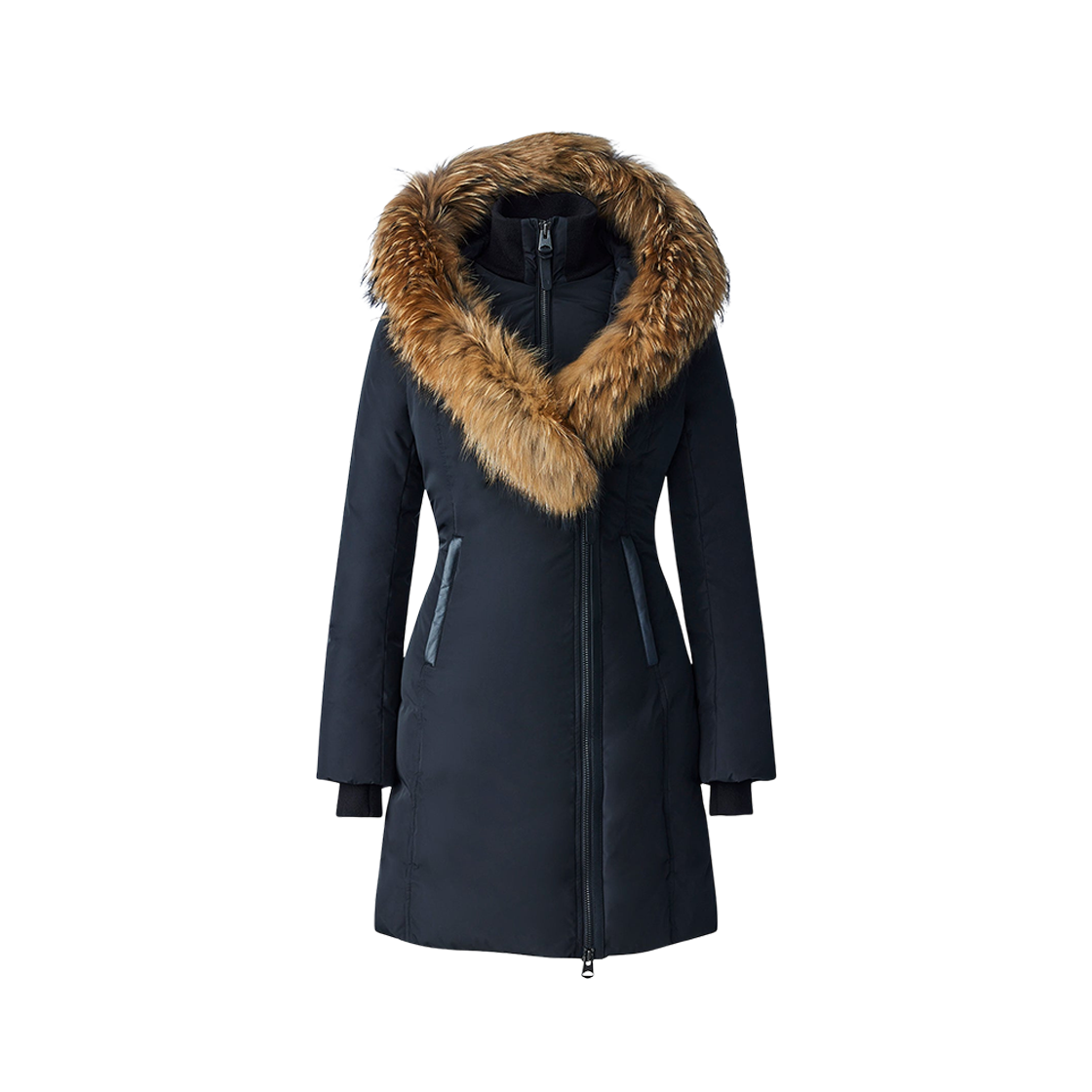 (W) 맥카지 케이 다운 코트 내츄럴 퍼 시그니쳐 맥카지 칼라 블랙 | Mackage | KREAM