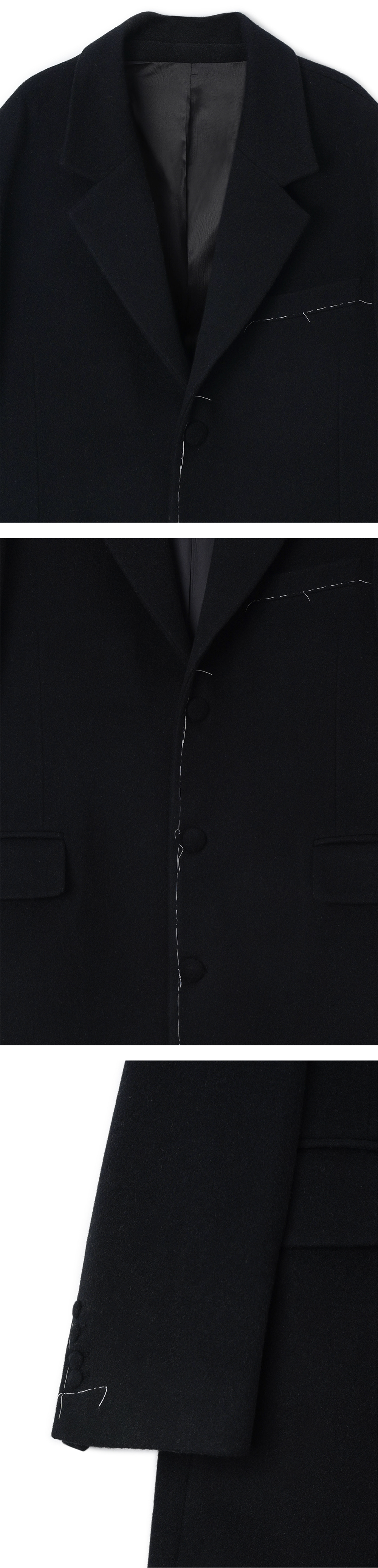 에스티유 핸드 스티치 싱글 코트 블랙 | STU | KREAM