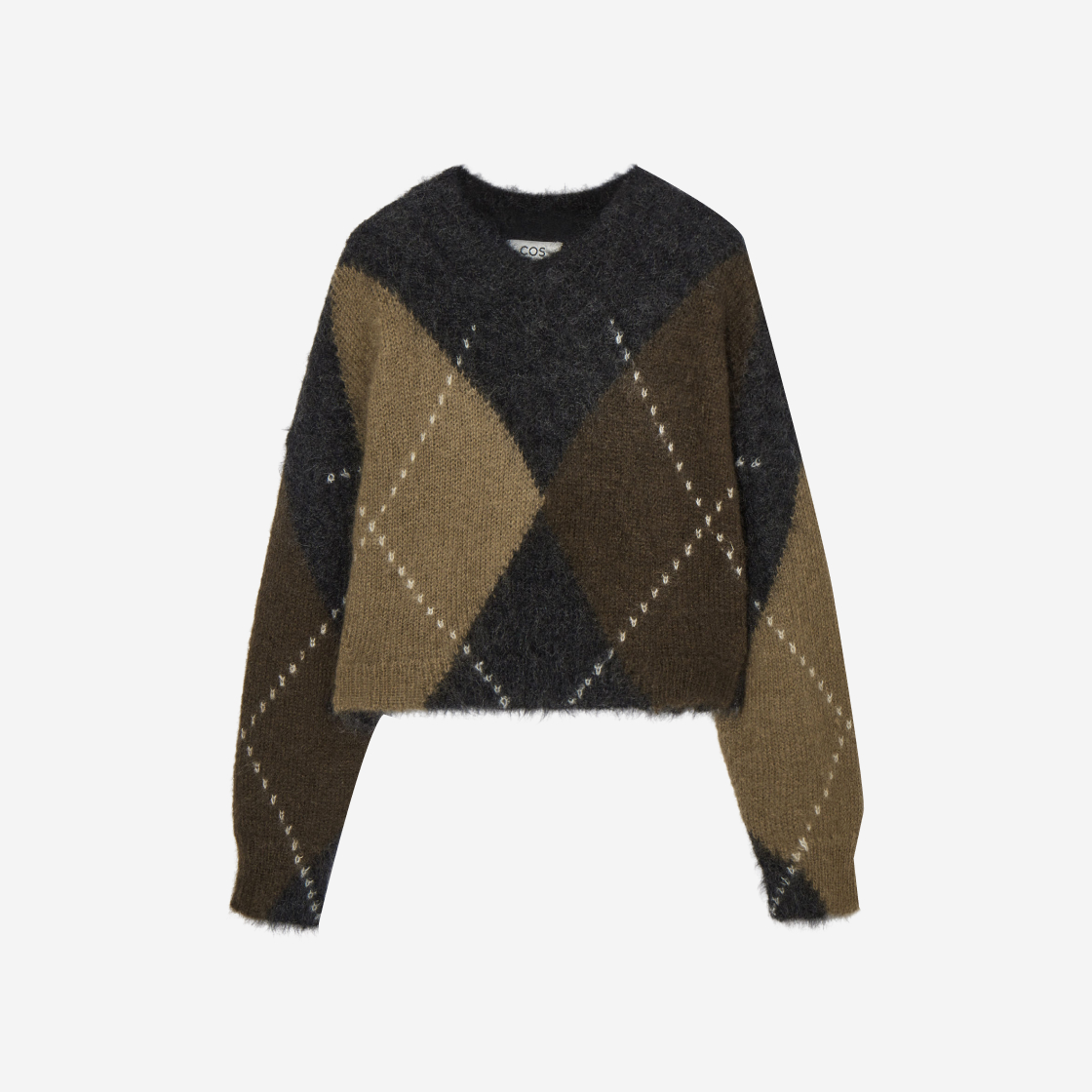 (W) 코스 크롭 브이넥 모헤어 스웨터 다크 그레이 | COS | KREAM