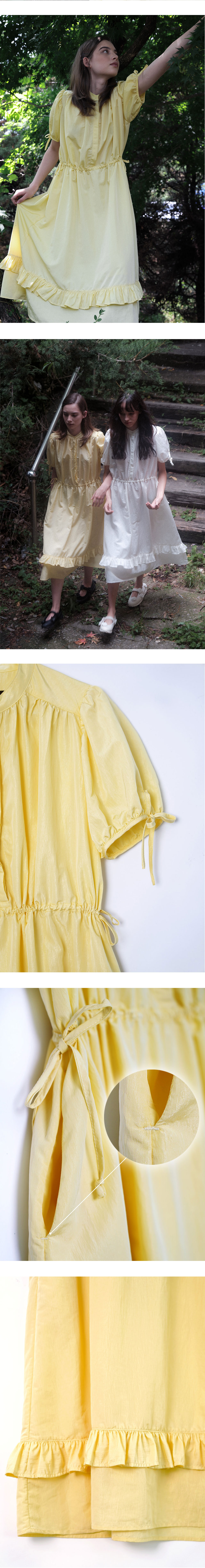 생긴스튜디오 로맨틱 셔링 드레스 레몬 | Saenginstudios | KREAM