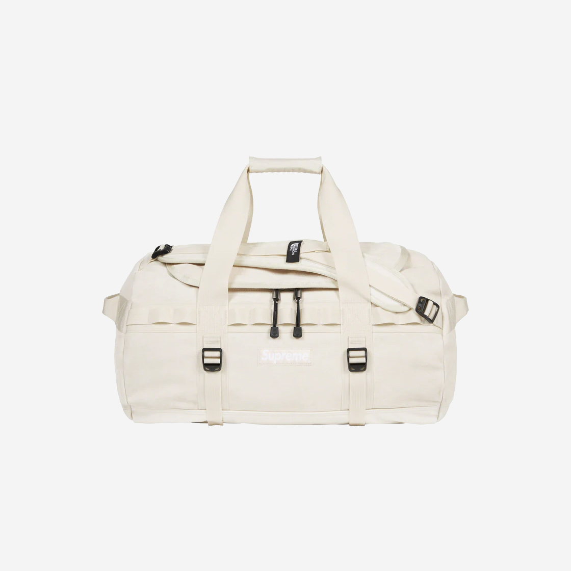 슈프림 x 노스페이스 스웨이드 스몰 베이스 캠프 더플백 스톤 - 23FW | Supreme | KREAM