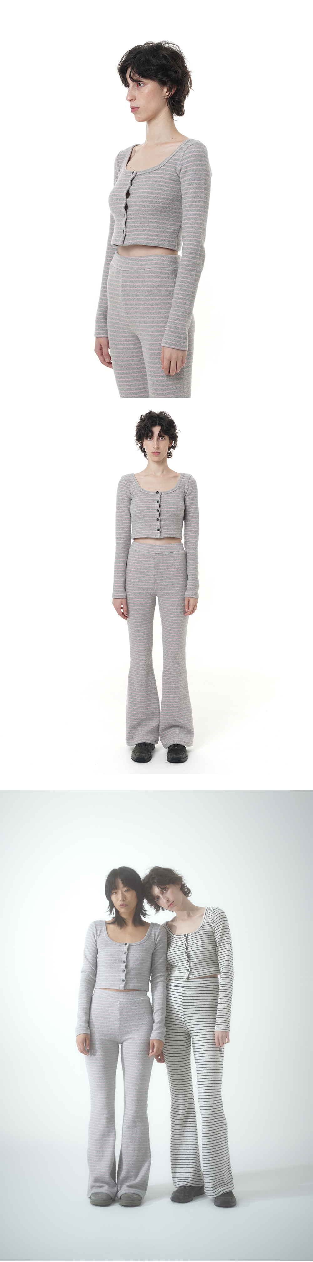 탠스댄스 버튼 스트라이프 가디건 핑크 | Tense Dance | KREAM