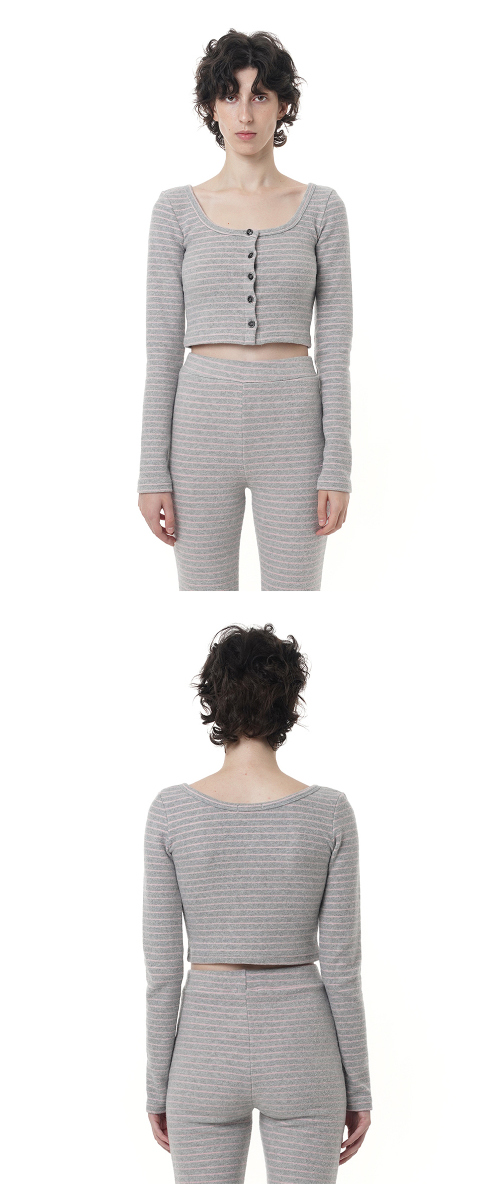 탠스댄스 버튼 스트라이프 가디건 핑크 | Tense Dance | KREAM