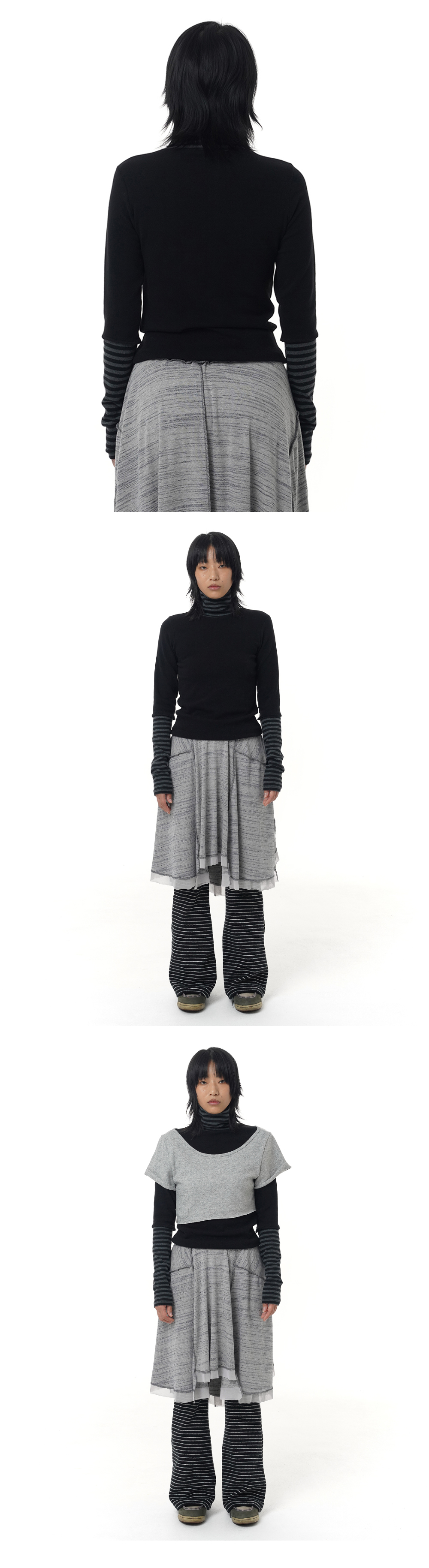 탠스댄스 스트라이프 믹스 터틀넥 블랙 | Tense Dance | KREAM