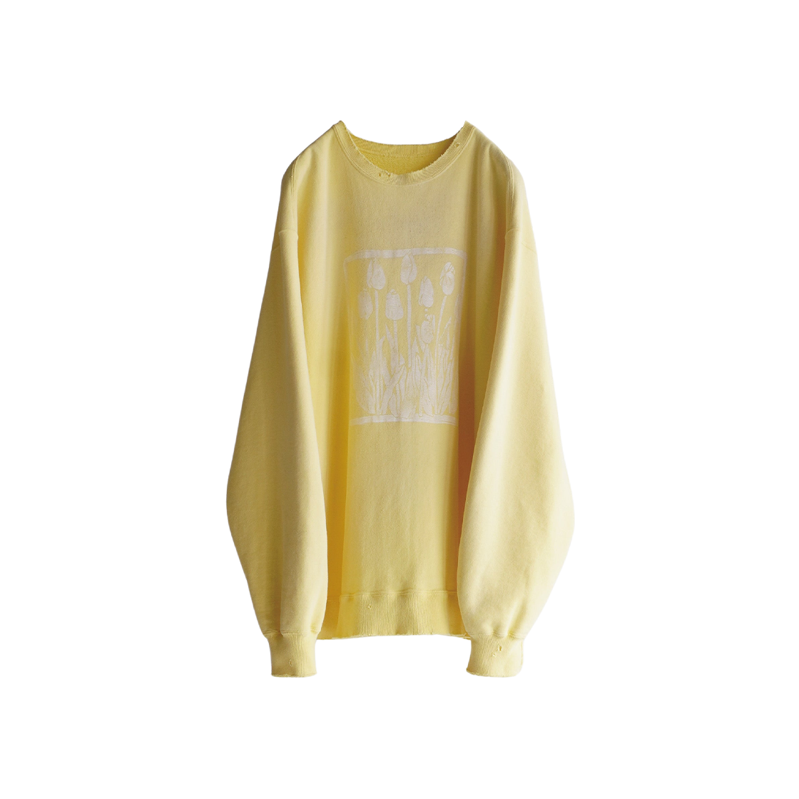 안셀름 다이드 데미지 플라워 PT 스웨트셔츠 옐로우 | Ancellm | KREAM