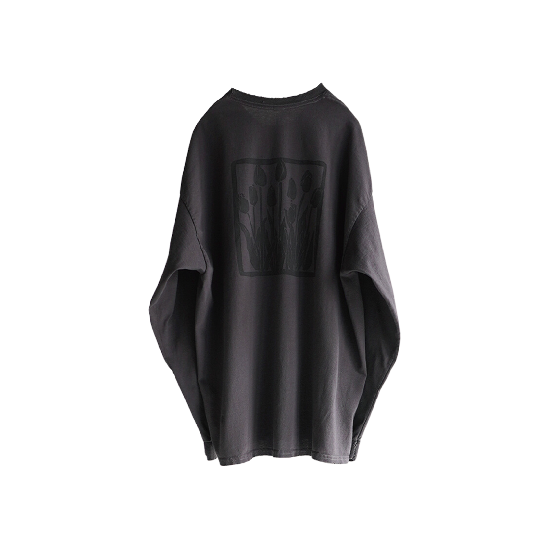 안셀름 다이드 데미지 플라워 PT 롱슬리브 티셔츠 블랙 | Ancellm | KREAM