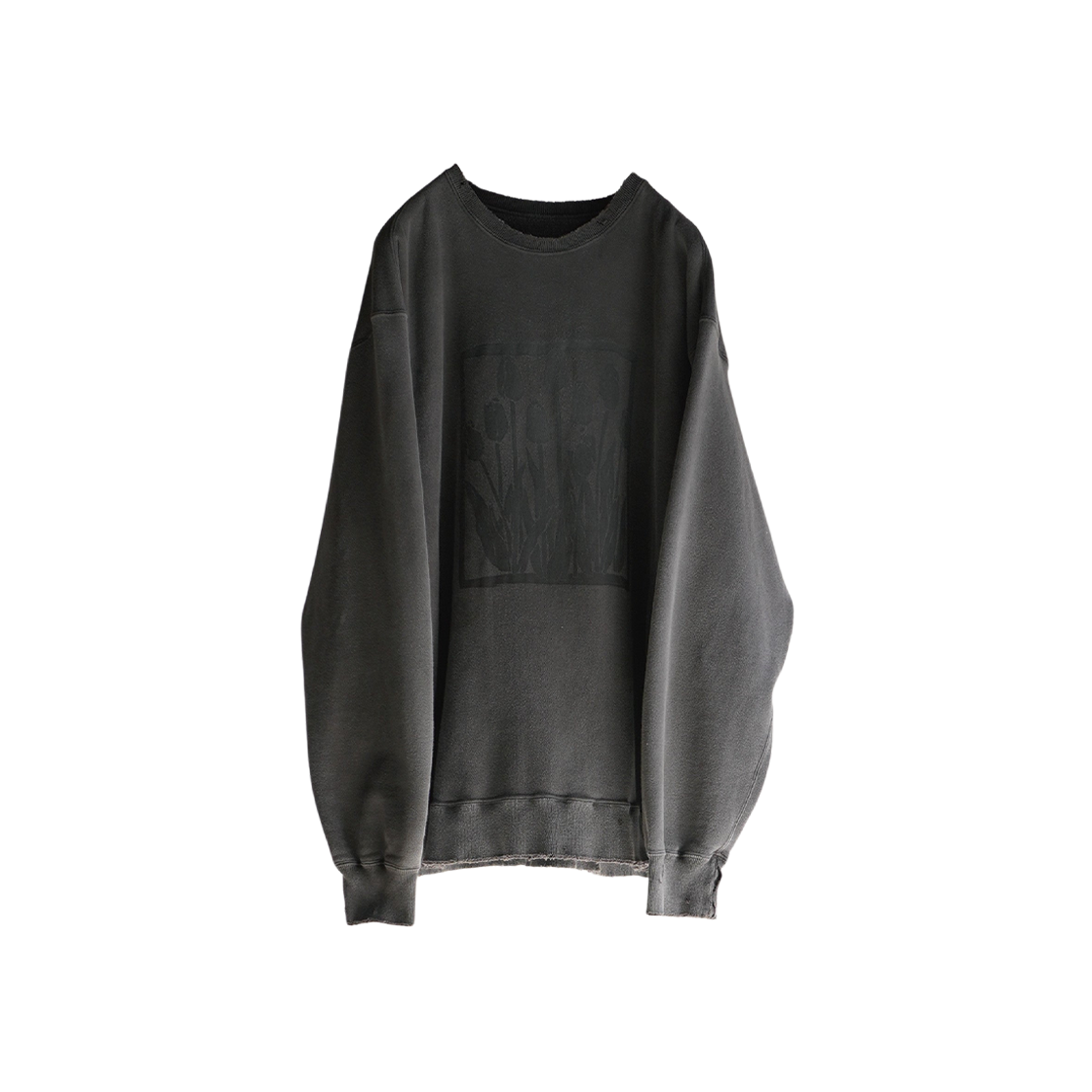 안셀름 다이드 데미지 플라워 PT 스웨트셔츠 블랙 | Ancellm | KREAM