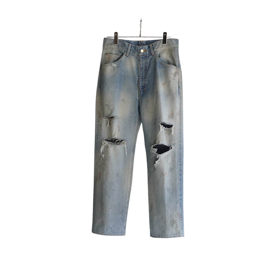 안셀름 에이징 크래쉬 셀비지 데님 스트레이트 5P 팬츠 인디고 | Ancellm | KREAM