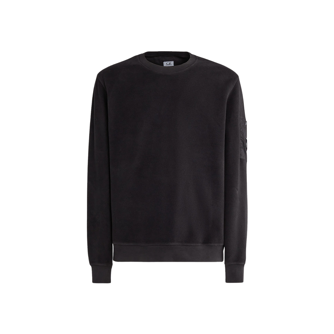 C.P. 컴퍼니 리버스 브러쉬드 & 에머라이즈드 다이애그널 플리스 스웨트셔츠 블랙 - 23FW | C.P. Company | KREAM
