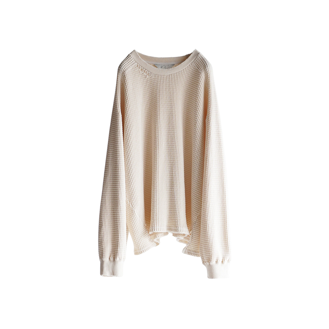 안셀름 데미지 헤비 와플 오버사이즈 롱슬리브 티셔츠 아이보리 | Ancellm | KREAM