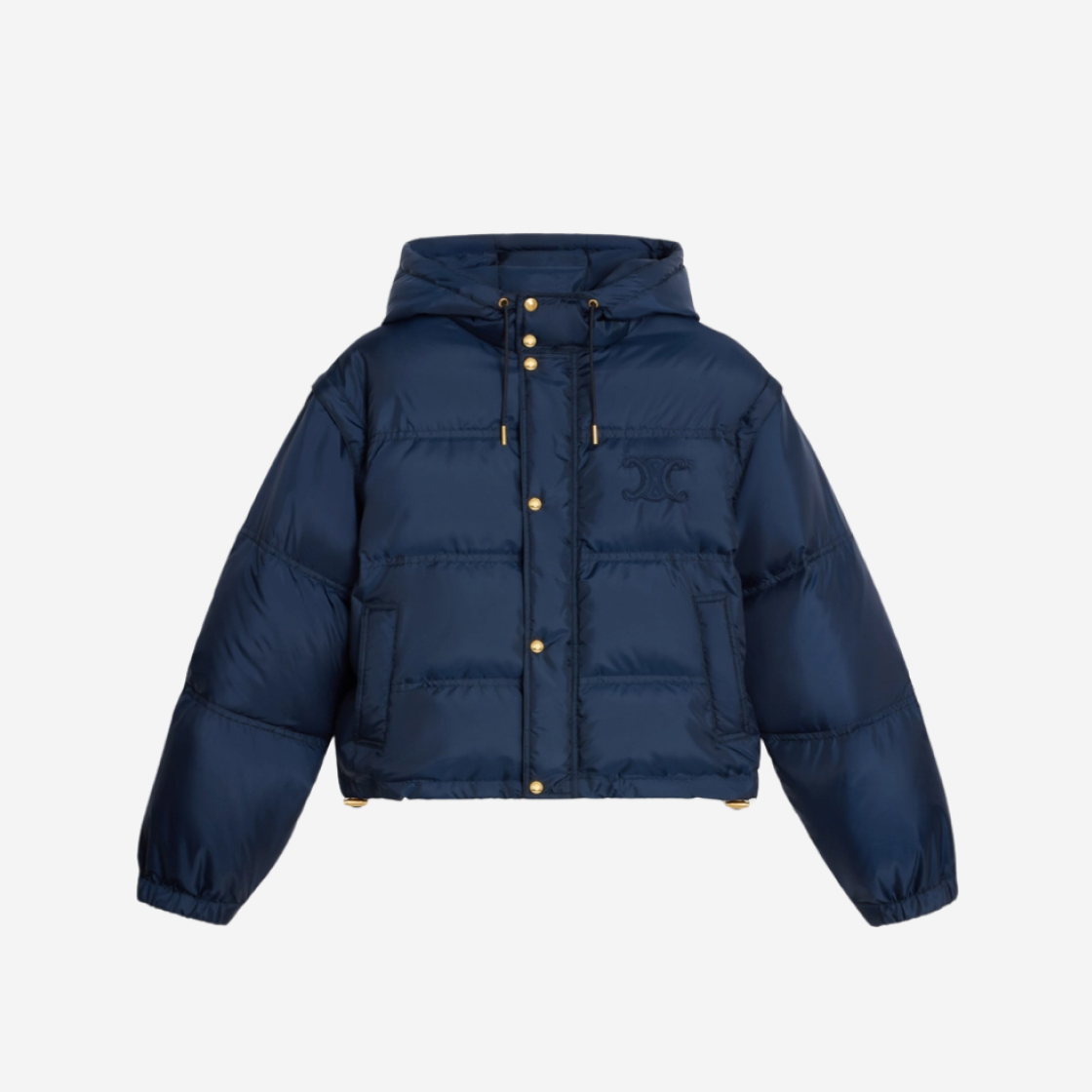 (W) 셀린느 라이트웨이트 나일론 크롭 트리옹프 다운 자켓 네이비 | Celine | KREAM