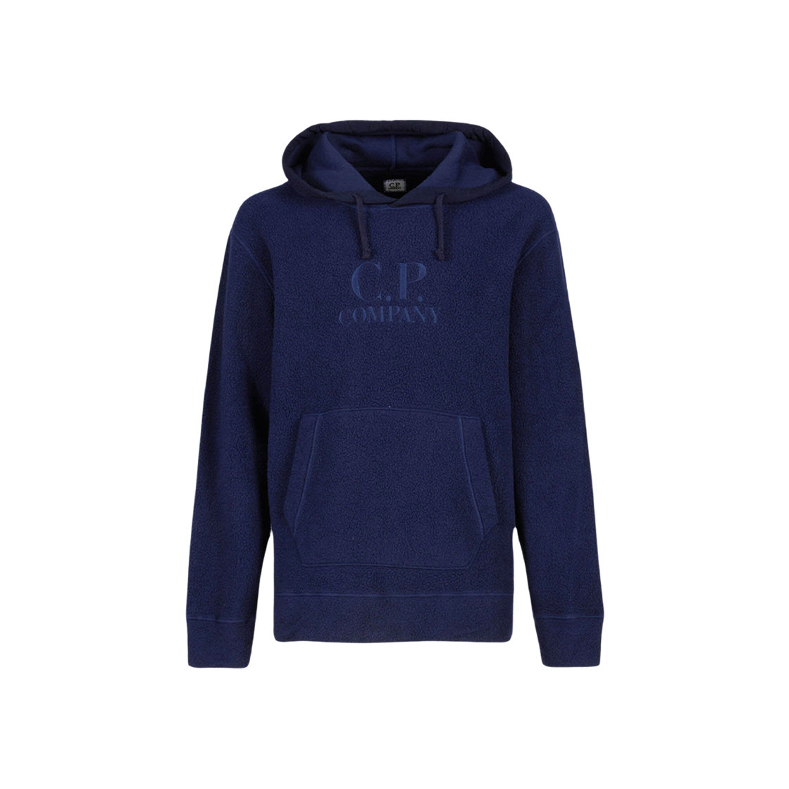 C.P. 컴퍼니 울 폴라 플리스 로고 후드 피코트 블루 - 23FW | C.P. Company | KREAM