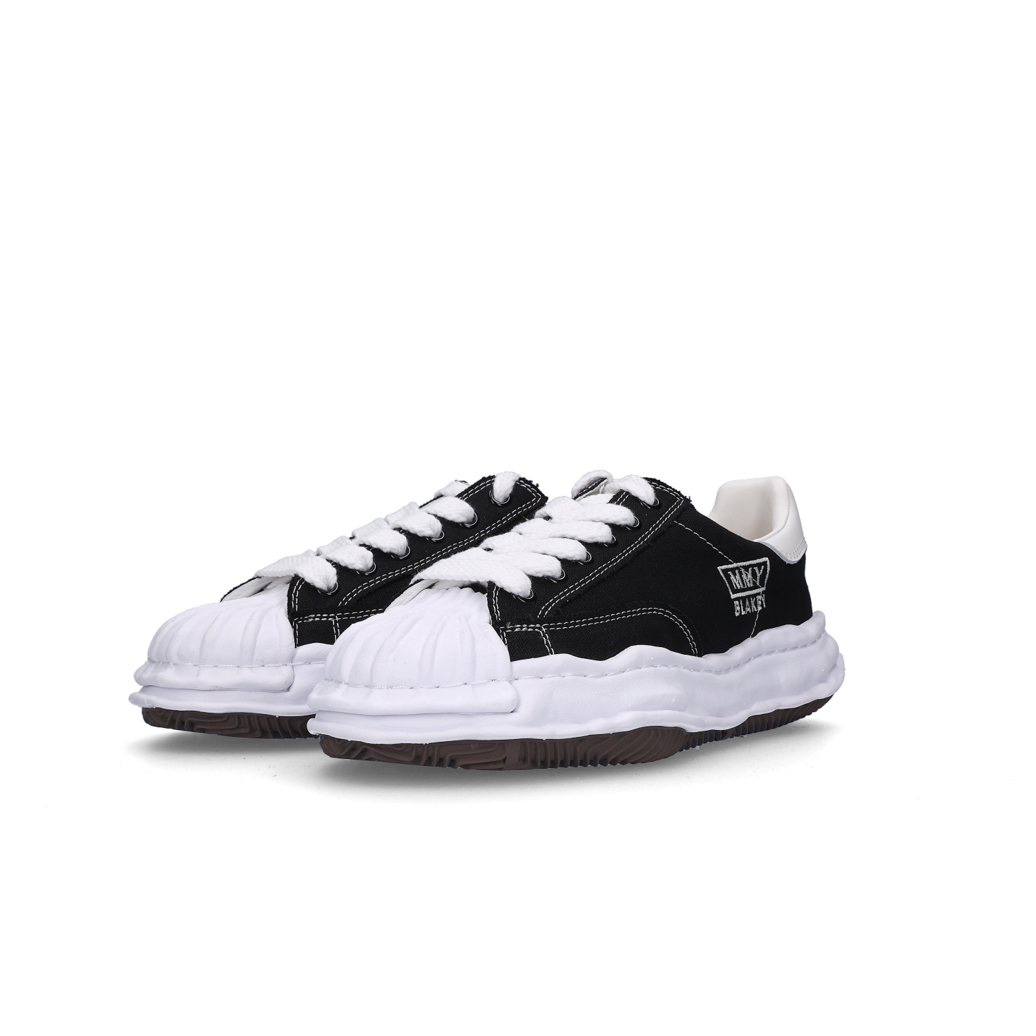 메종 미하라 야스히로 블레이키 OG 솔 캔버스 로우탑 스니커즈 블랙 화이트 | KREAM