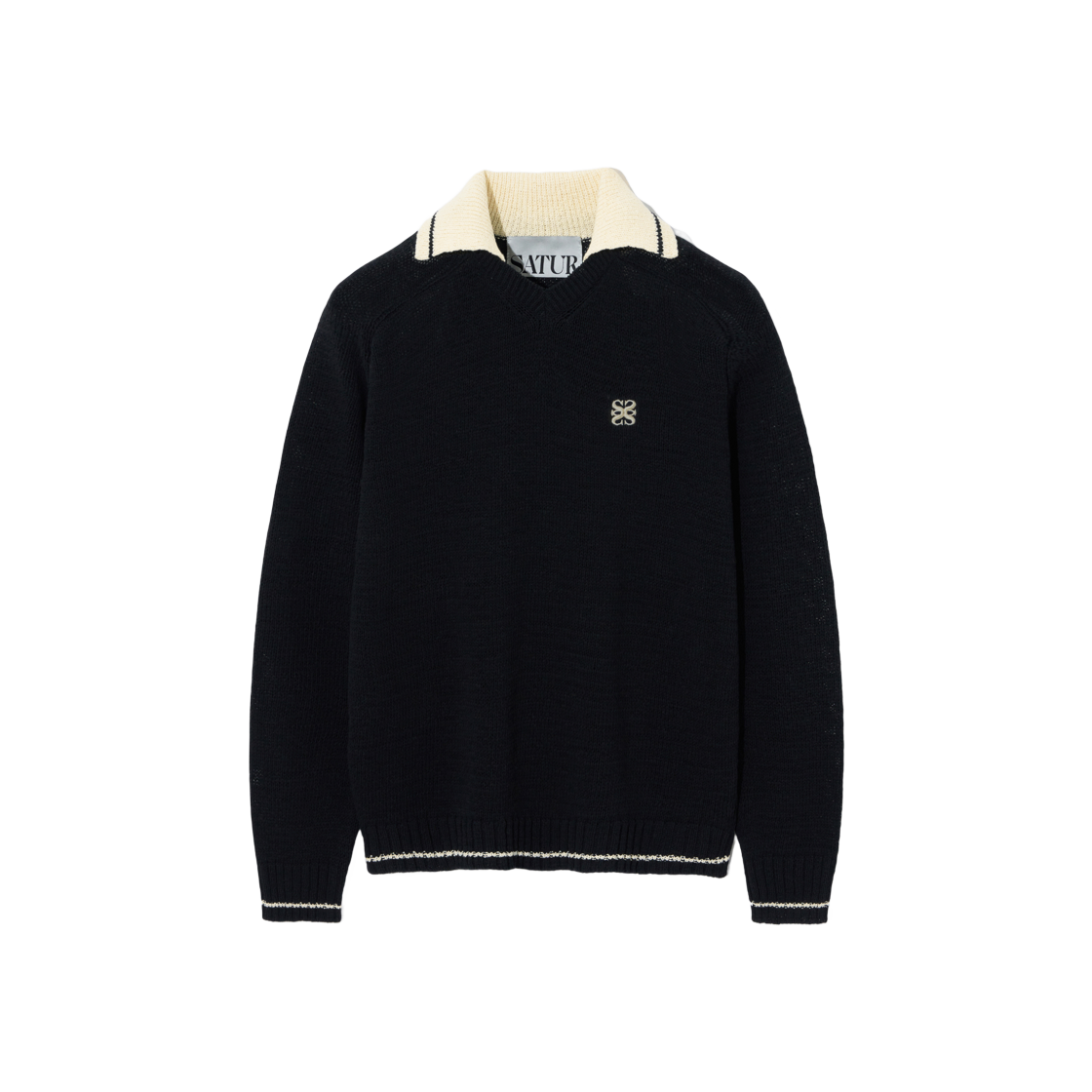 세터 로잔 브이 넥 칼라 니트 리조트 블랙 | Satur | KREAM