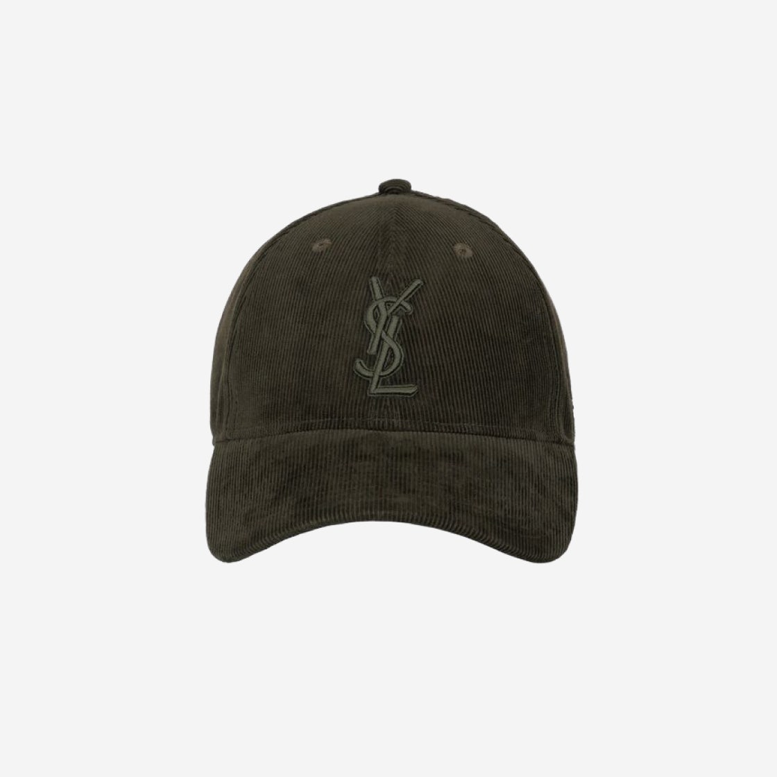 생로랑 x 뉴에라 YSL 모노그램 캡 코듀로이 다크 그린 | Saint Laurent | KREAM