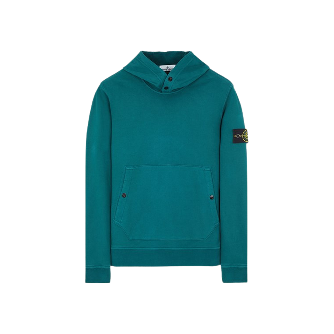 스톤 아일랜드 61720 브러쉬드 코튼 플리스 가먼트 다이드 크루넥 후드 스웨트셔츠 다크 틸 그린 - 23FW | Stone ...