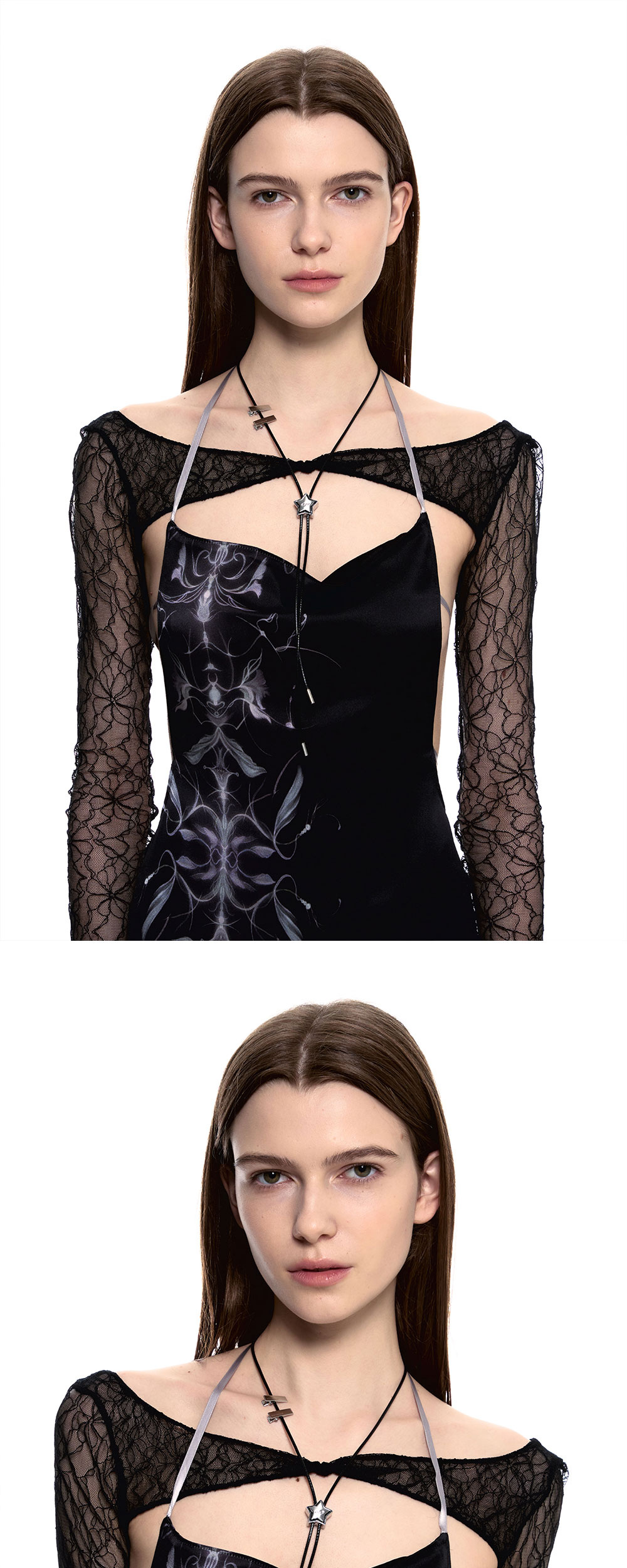 센티멍 넘버 482 스타 코드 락 네크리스 실버/블랙 | SENTIMENTS | KREAM