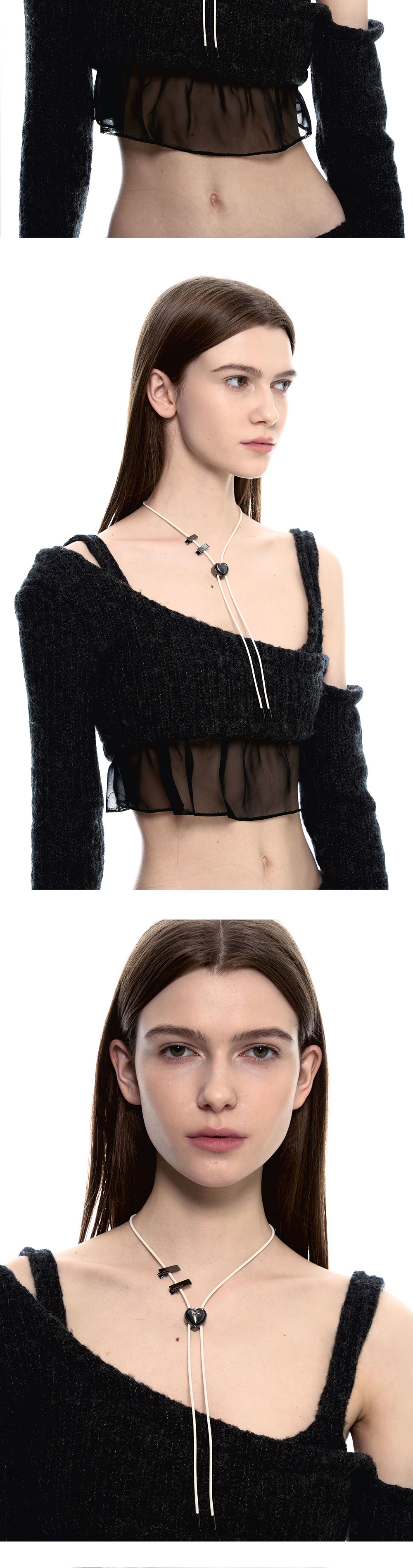 센티멍 넘버 483 하트 코드 락 네크리스 블랙/아이보리 | SENTIMENTS | KREAM