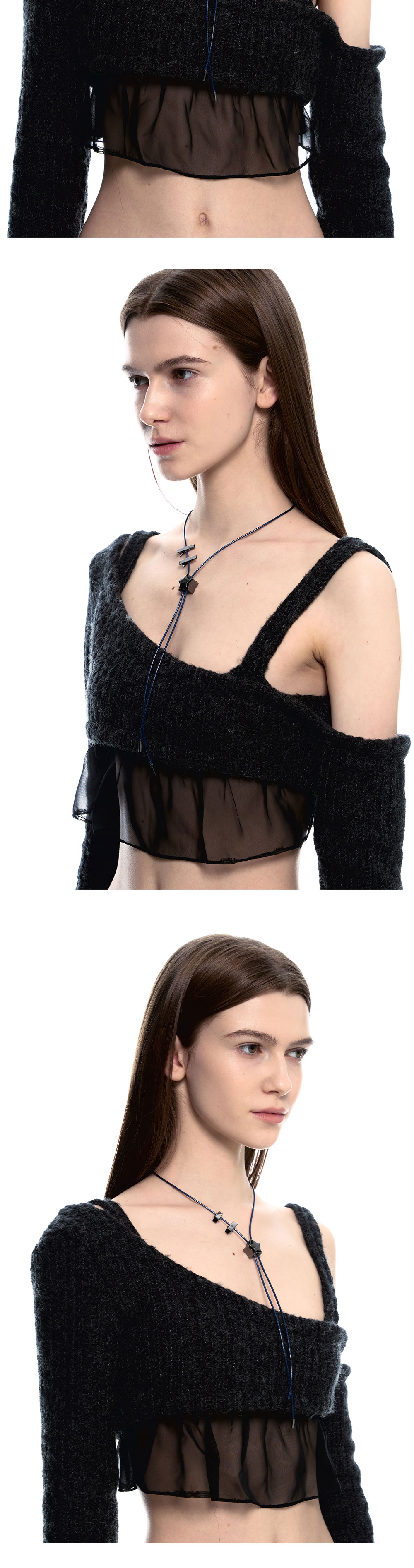 센티멍 넘버 482 스타 코드 락 네크리스 블랙/네이비 | SENTIMENTS | KREAM