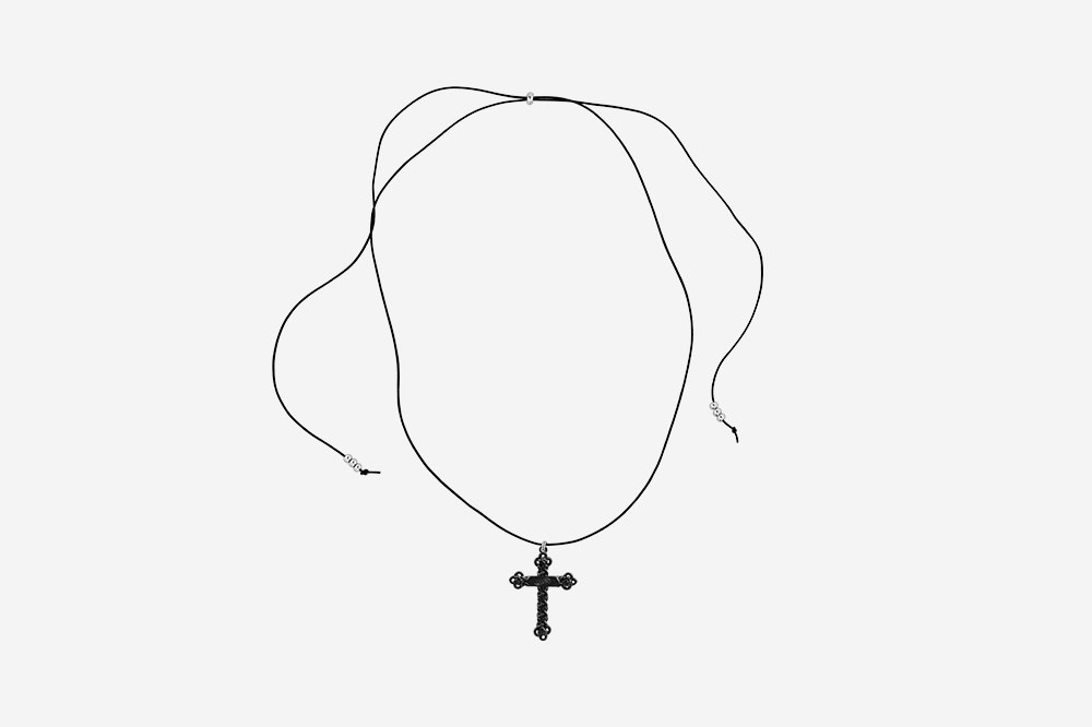 센티멍 넘버 475 매듭 십자가 레더 네크리스 블랙 | SENTIMENTS | KREAM