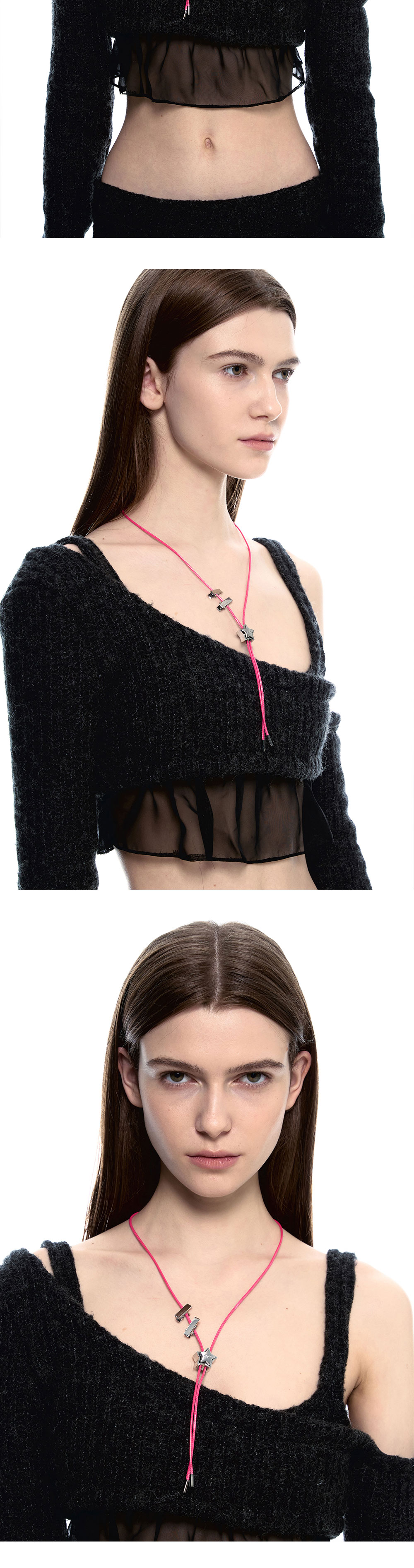 센티멍 넘버 482 스타 코드 락 네크리스 실버/핑크 | SENTIMENTS | KREAM