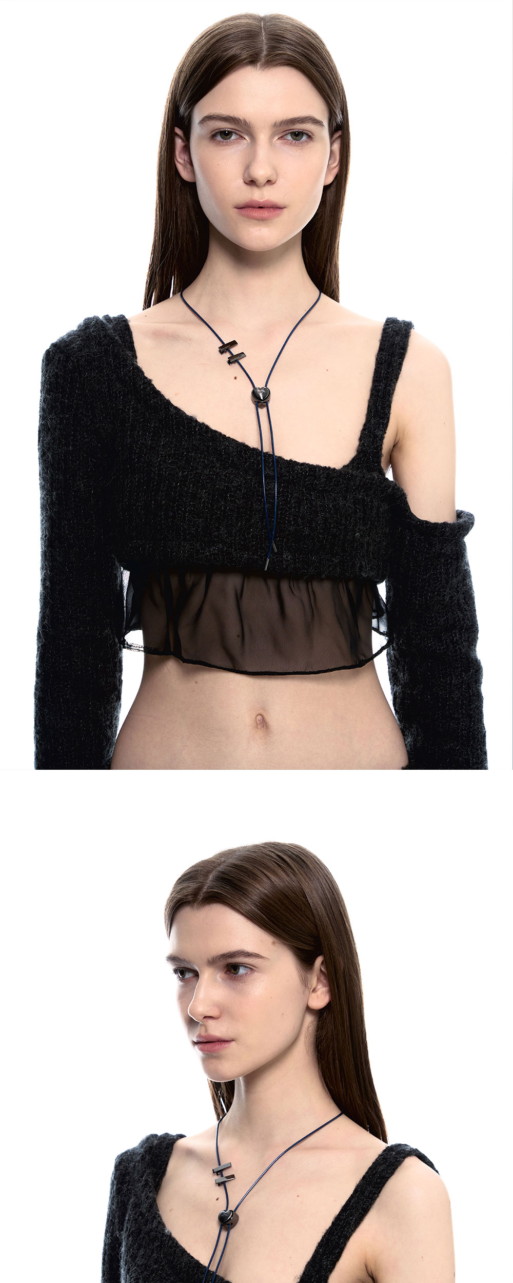 센티멍 넘버 483 하트 코드 락 네크리스 블랙/네이비 | SENTIMENTS | KREAM