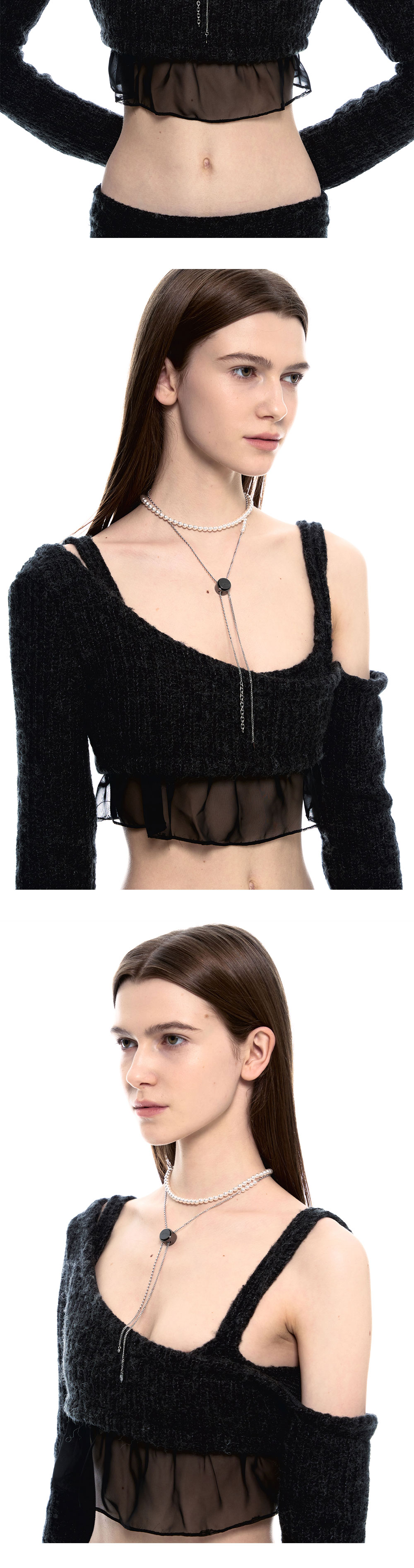 센티멍 넘버 478 원 코드 락 진주 네크리스 블랙 | SENTIMENTS | KREAM