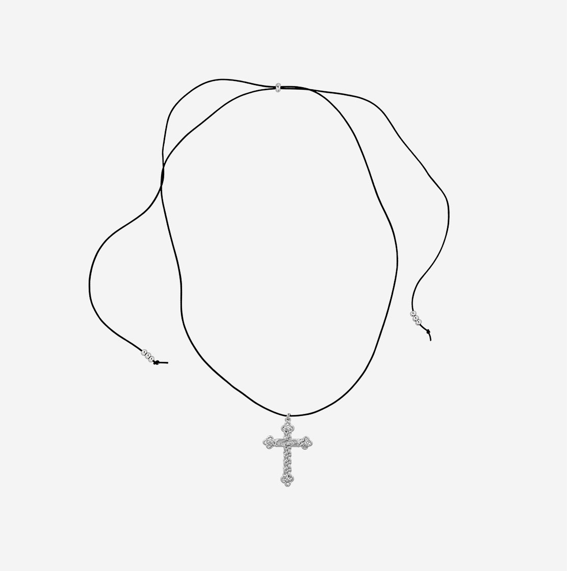 센티멍 넘버 475 매듭 십자가 레더 네크리스 실버 | SENTIMENTS | KREAM