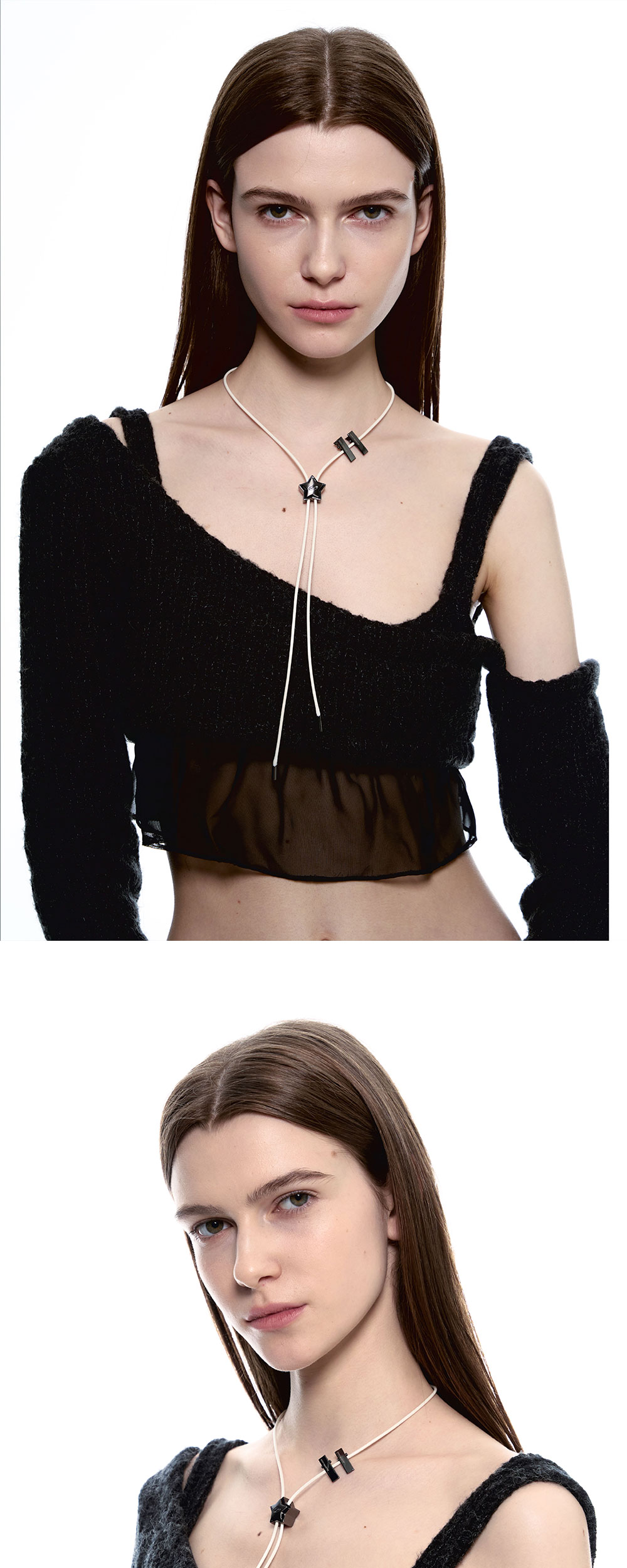 센티멍 넘버 482 스타 코드 락 네크리스 블랙/아이보리 | SENTIMENTS | KREAM