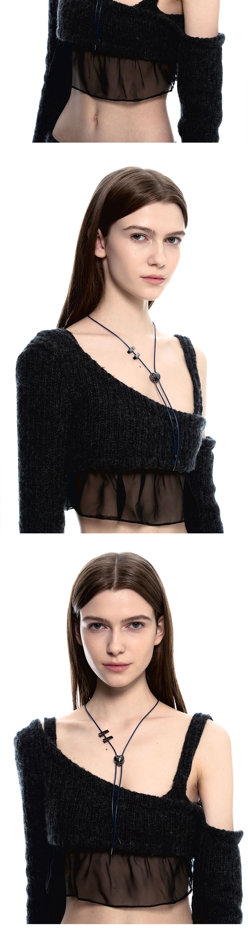 센티멍 넘버 483 하트 코드 락 네크리스 블랙/네이비 | SENTIMENTS | KREAM