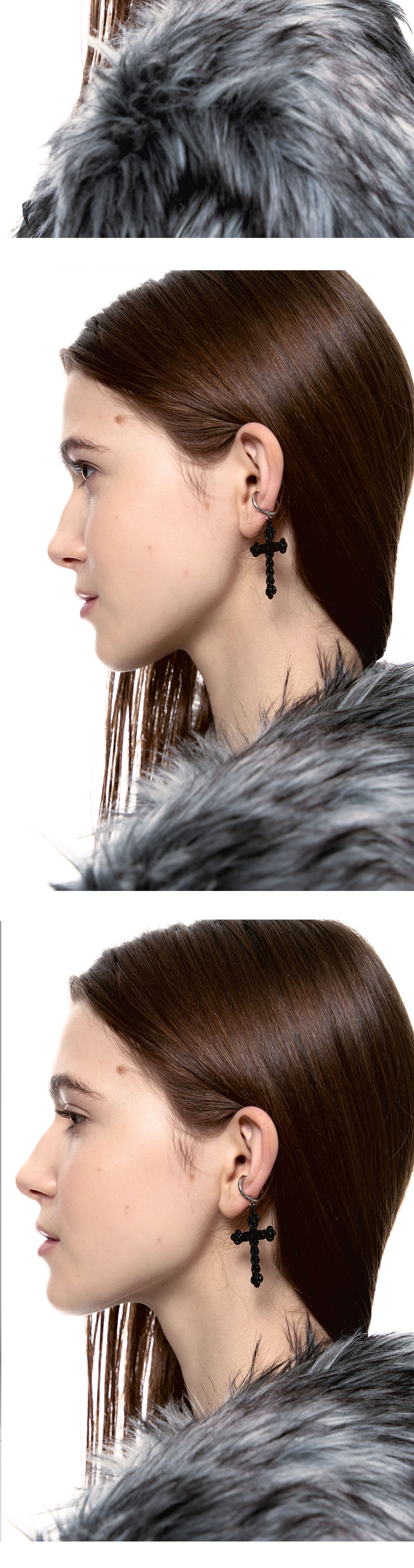 센티멍 넘버 474 매듭 십자가 이어링 블랙 | SENTIMENTS | KREAM