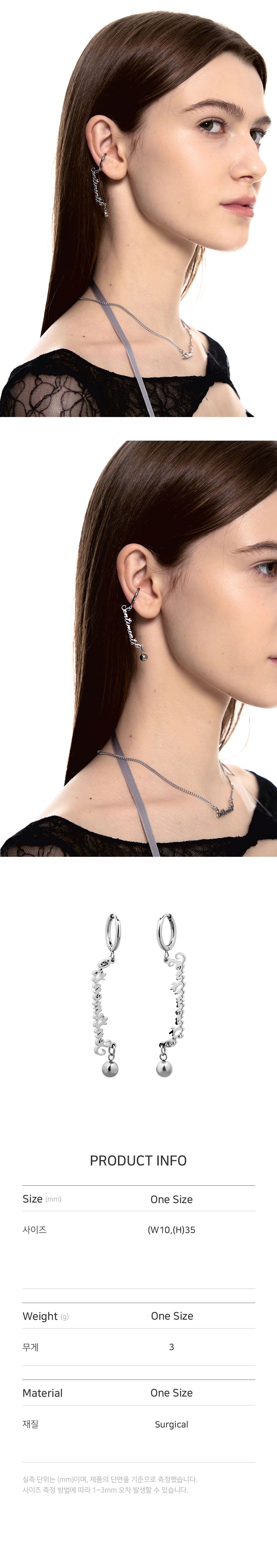 센티멍 넘버 454 이어링 실버 | SENTIMENTS | KREAM